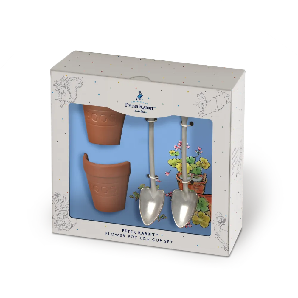Peter Rabbit Gardener's Egg Cups Terracotta /Plant pot & Spade – Hobbs ...